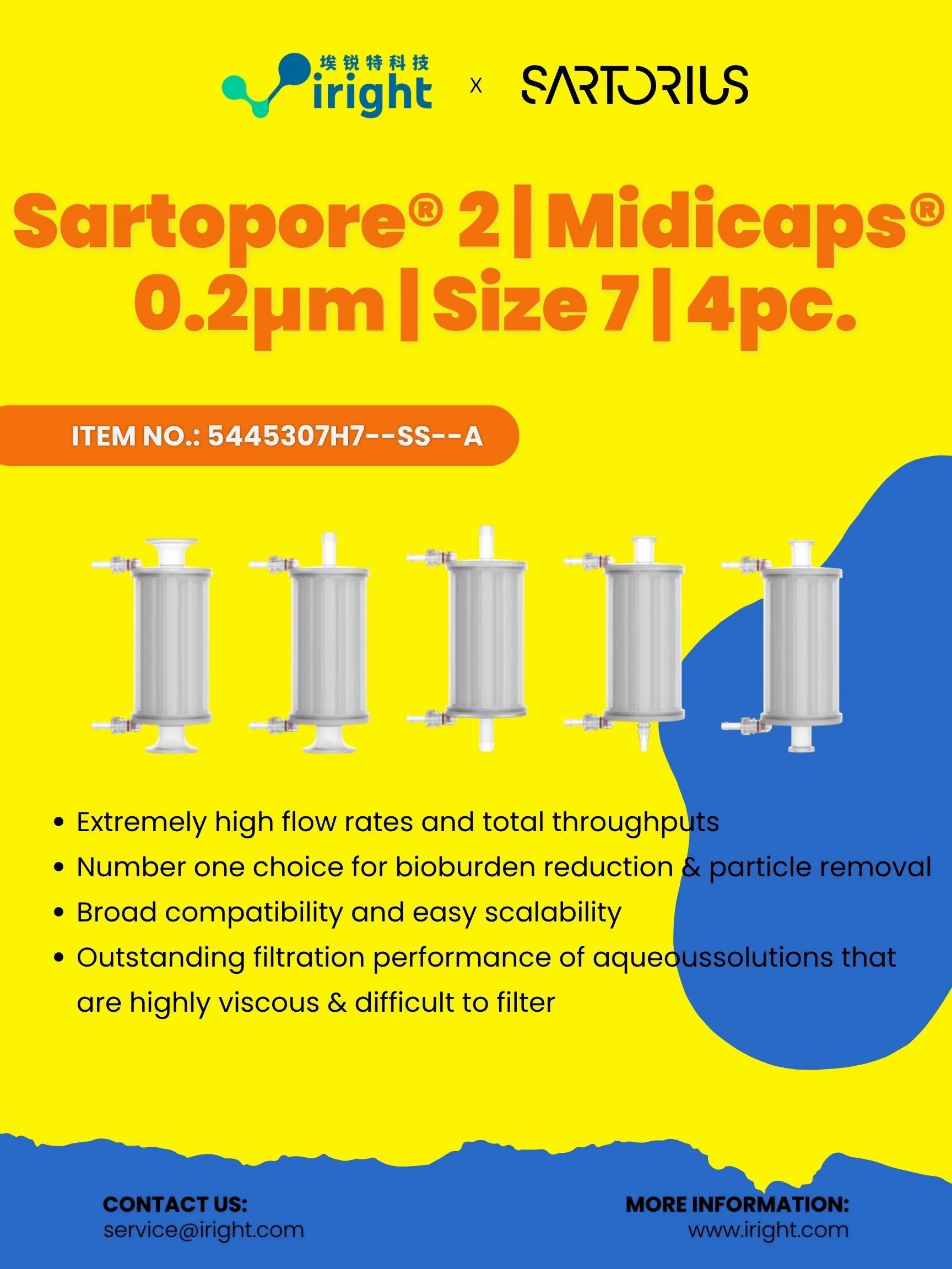 Sartorius, 5445307H7--SS--A, Sartopore® 2 | Midicaps® | 0.2µm | Size 7 ...